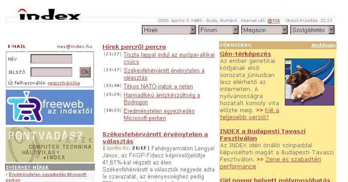 Index - Kultúr - Az Index-címlap evolúciója